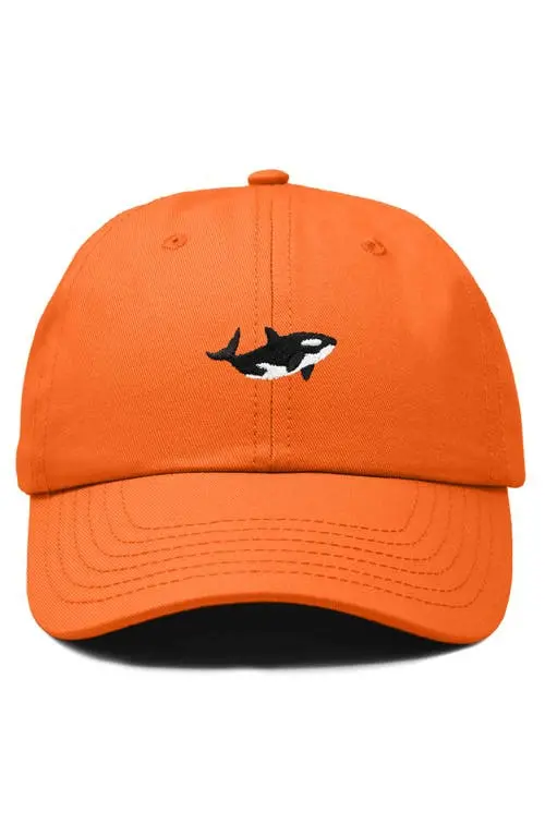 DALIX Killer Whale Embroidered Cap - Orange