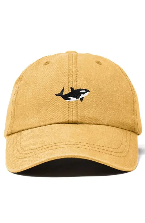 DALIX Killer Whale Embroidered Cap - Washed Gold