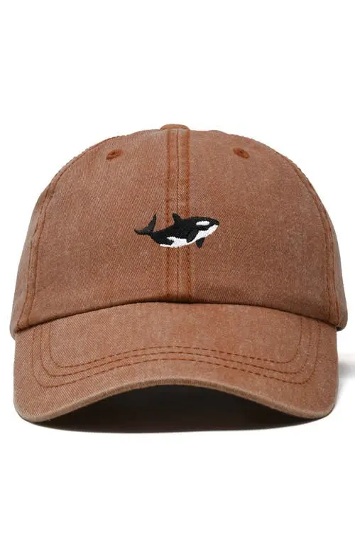 DALIX Killer Whale Embroidered Cap - Washed Orange