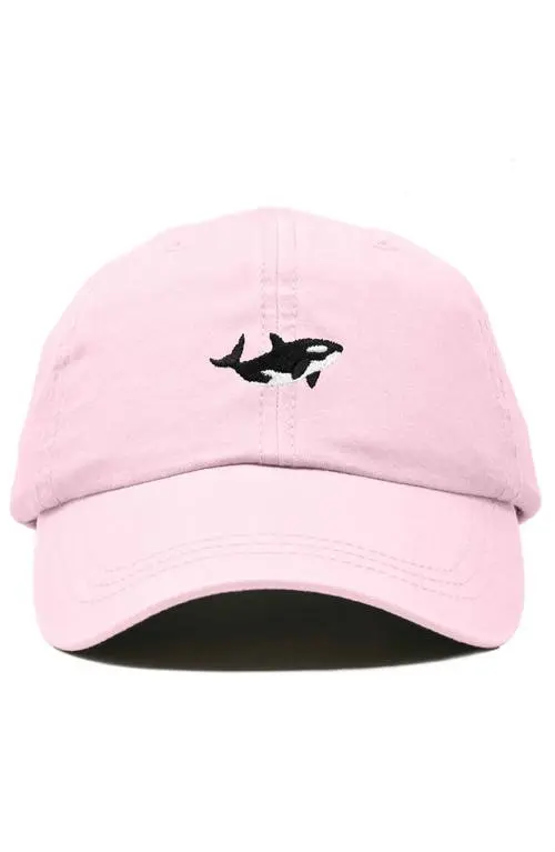 DALIX Killer Whale Embroidered Cap - Washed Pink