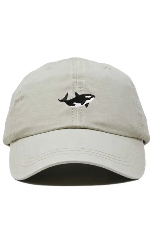 DALIX Killer Whale Embroidered Cap - Washed Stone White