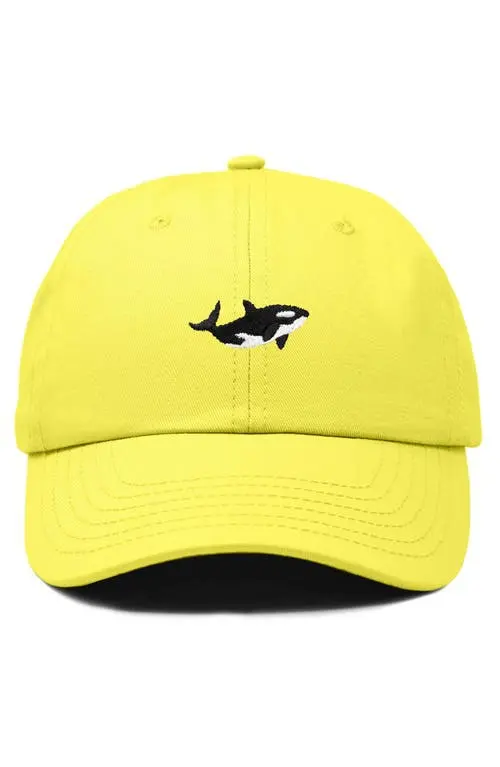 DALIX Killer Whale Embroidered Cap - Yellow