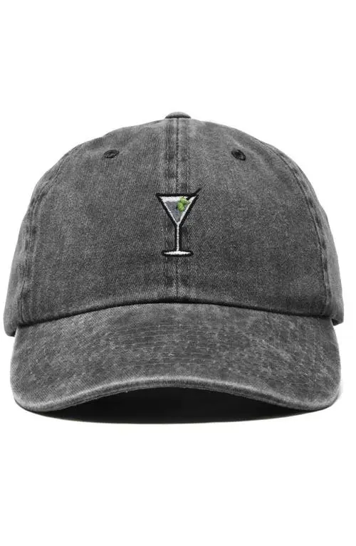 DALIX Martini Embroidered Cap - Washed Black
