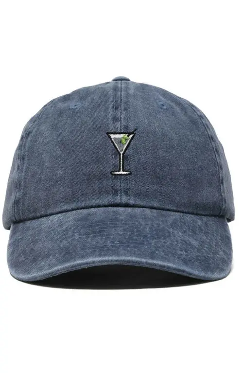 DALIX Martini Embroidered Cap - Washed Navy Blue