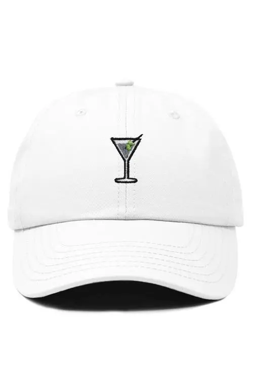 DALIX Martini Embroidered Cap - White
