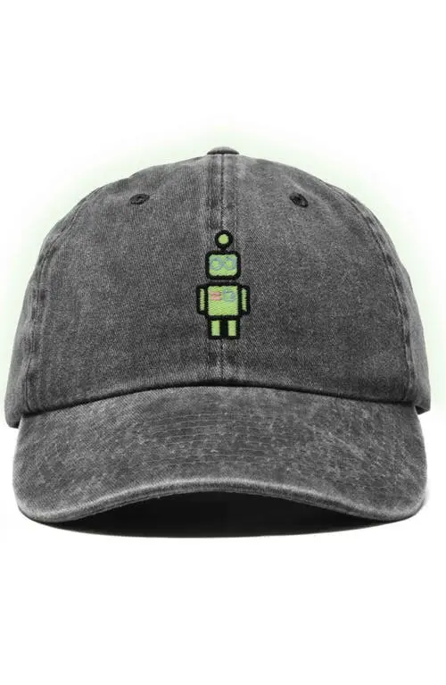 DALIX Robot Baseball Cap - Washed Black