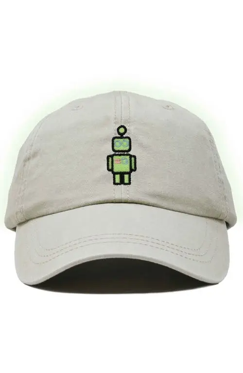 DALIX Robot Baseball Cap - Washed Stone White