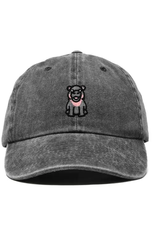 DALIX Hippo Embroidered Cap - Washed Black