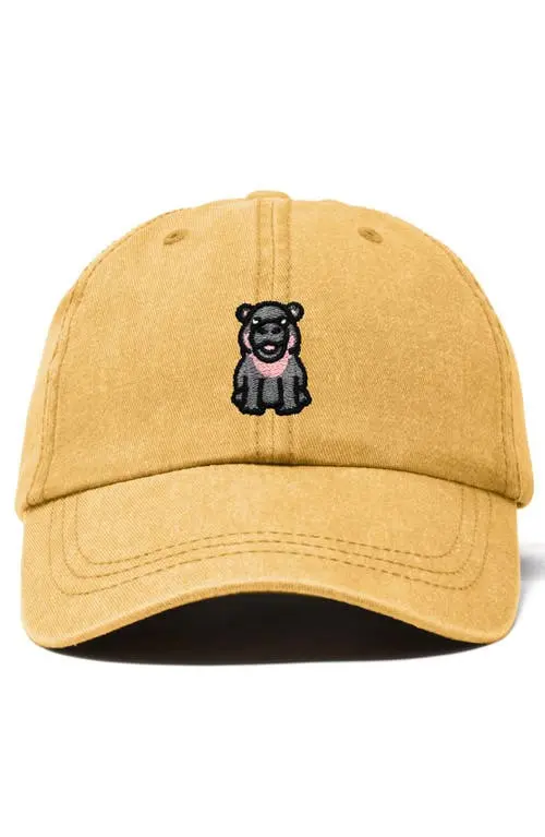DALIX Hippo Embroidered Cap - Washed Gold