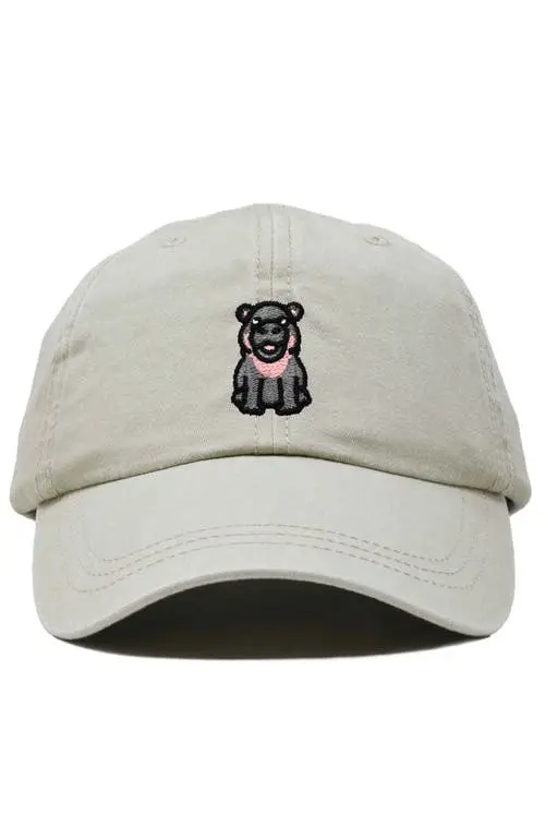 DALIX Hippo Embroidered Cap - Washed Stone White