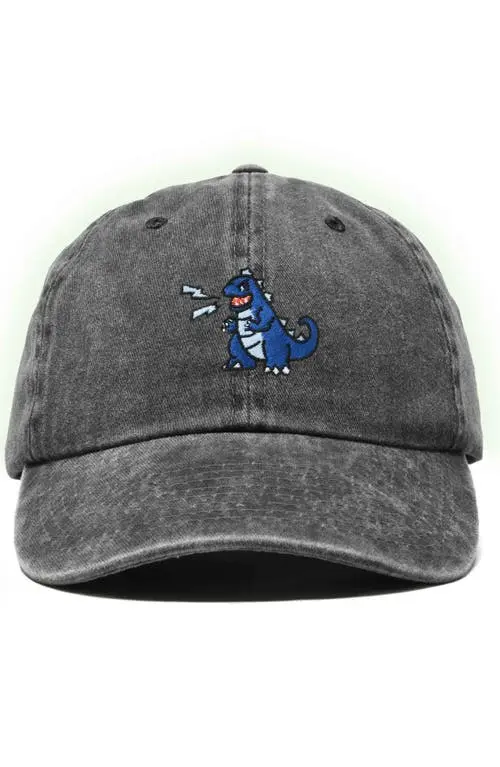 DALIX Lizard Embroidered Baseball Cap - Washed Black