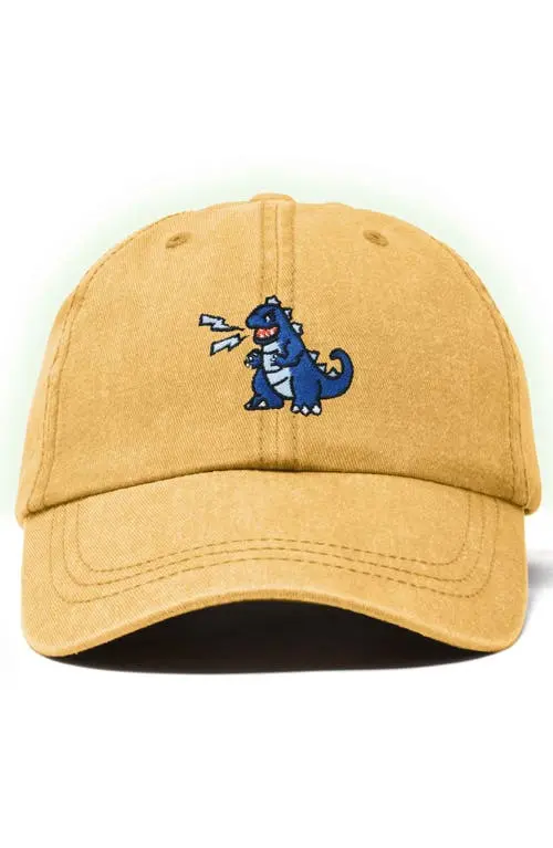 DALIX Lizard Embroidered Baseball Cap - Washed Gold