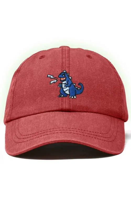 DALIX Lizard Embroidered Baseball Cap - Washed Red