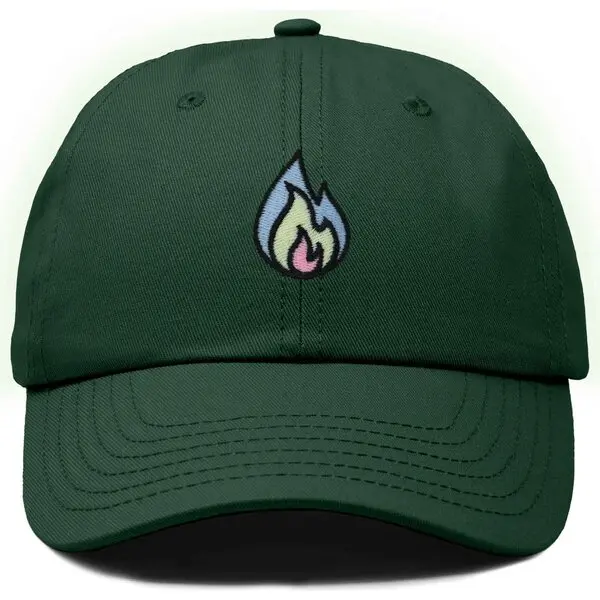 DALIX Fire Embroidered Cap - Dark Green