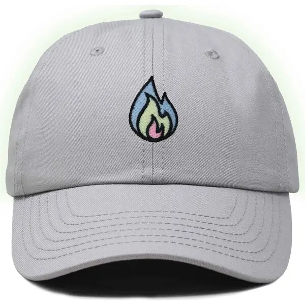 DALIX Fire Embroidered Cap - Gray