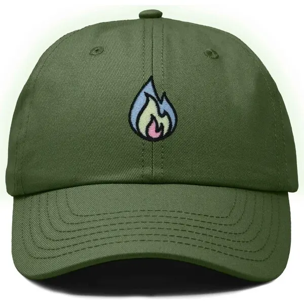 DALIX Fire Embroidered Cap - Olive
