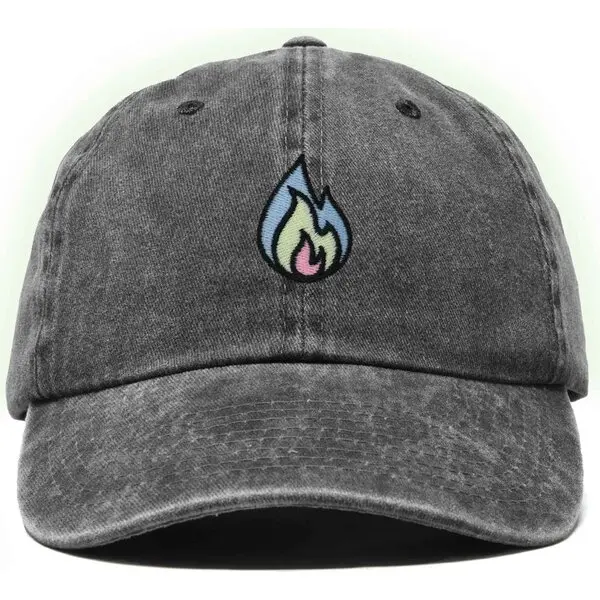 DALIX Fire Embroidered Cap - Washed Black