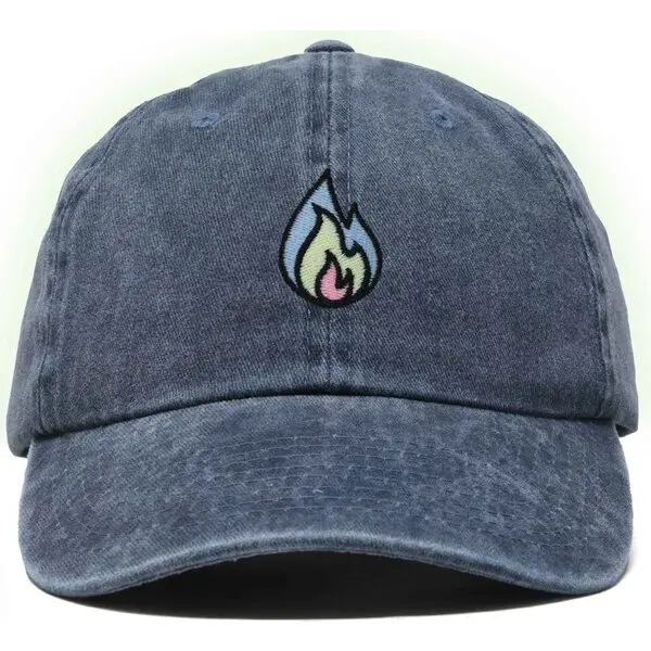 DALIX Fire Embroidered Cap - Washed Navy Blue