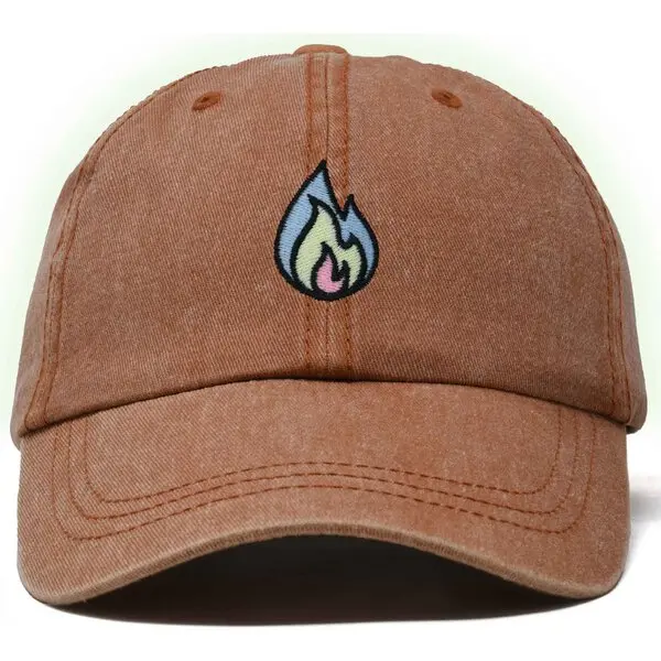 DALIX Fire Embroidered Cap - Washed Orange