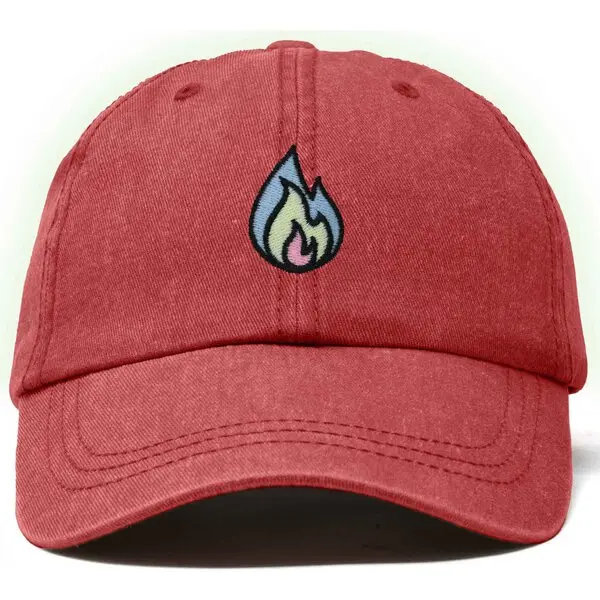 DALIX Fire Embroidered Cap - Washed Red