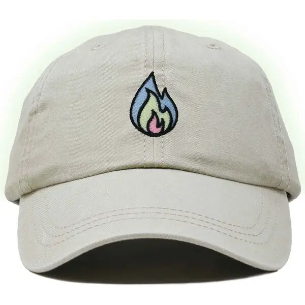 DALIX Fire Embroidered Cap - Washed Stone White