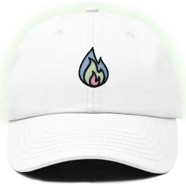 DALIX Fire Embroidered Cap - White