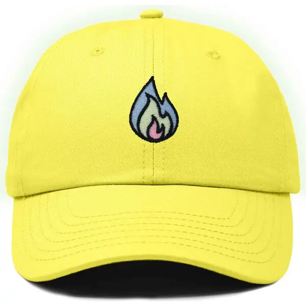 DALIX Fire Embroidered Cap - Yellow