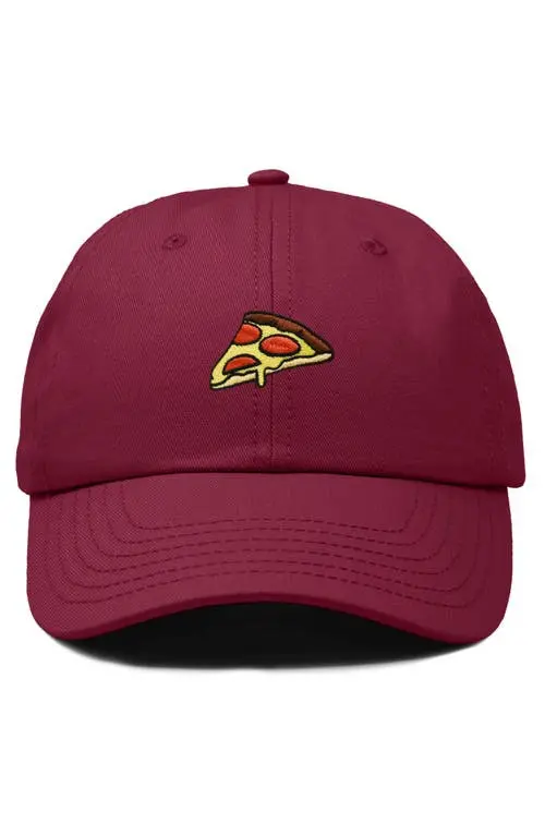 DALIX Pizza Slice Embroidered Cap - Maroon
