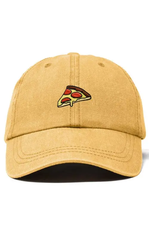 DALIX Pizza Slice Embroidered Cap - Washed Gold