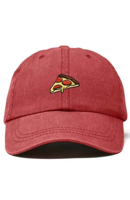 DALIX Pizza Slice Embroidered Cap - Washed Red