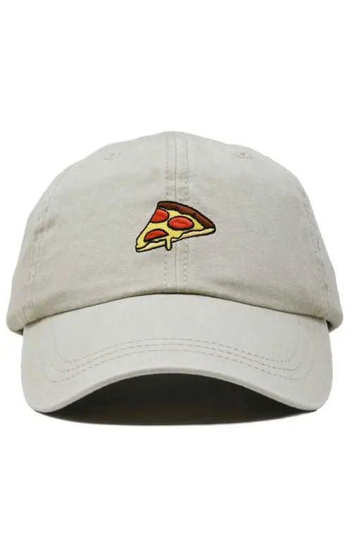 DALIX Pizza Slice Embroidered Cap - Washed Stone White