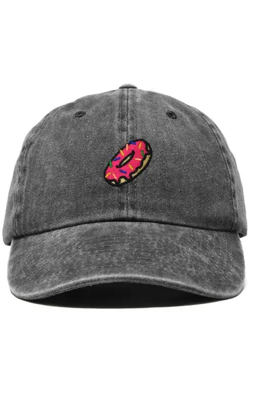 DALIX Donut Embroidered Cap - Washed Black