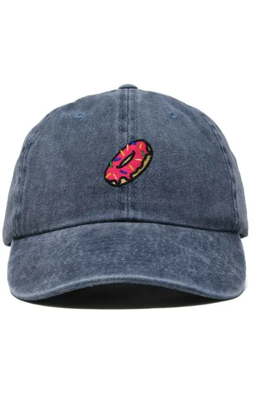 DALIX Donut Embroidered Cap - Washed Navy Blue