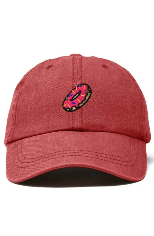 DALIX Donut Embroidered Cap - Washed Red
