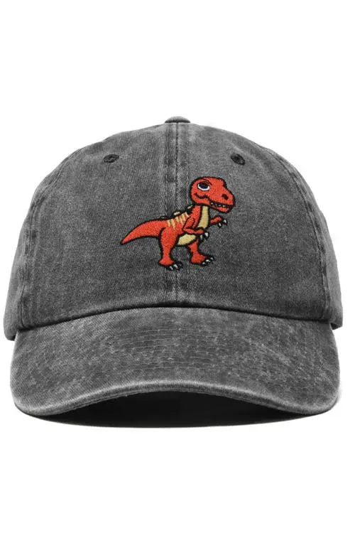 DALIX T-rex Embroidered Cap - Washed Black