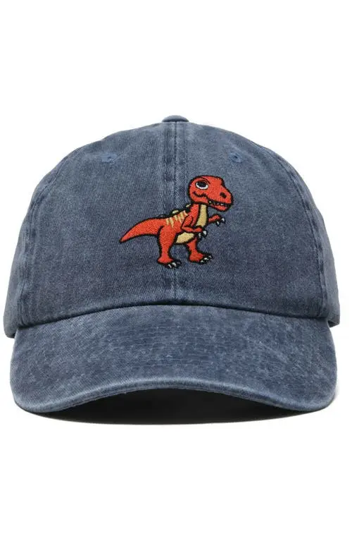 DALIX T-rex Embroidered Cap - Washed Navy Blue