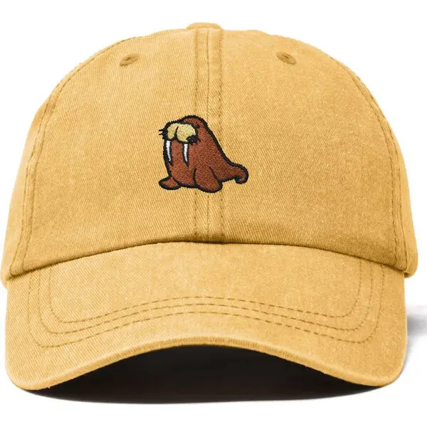 DALIX Walrus Embroidered Cap - Washed Gold