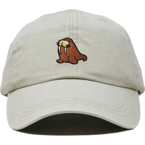 DALIX Walrus Embroidered Cap - Washed Stone White