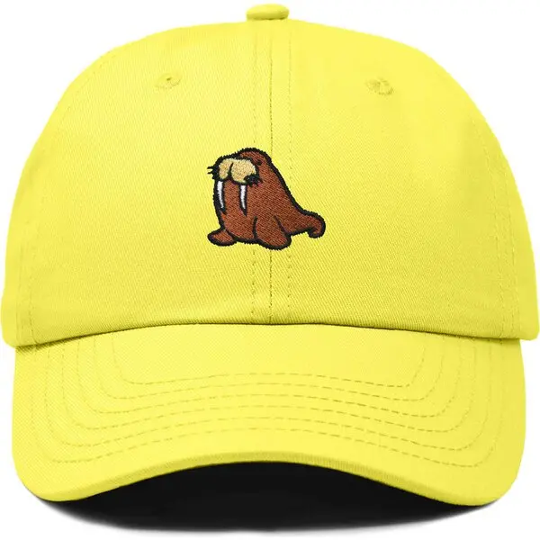 DALIX Walrus Embroidered Cap - Yellow