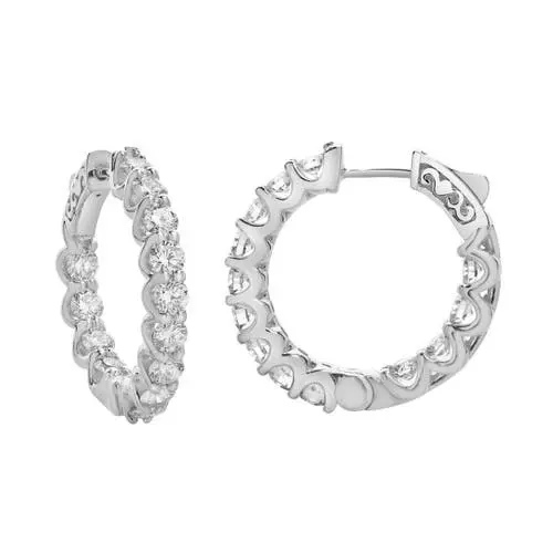 LUVMYJEWELRY Lilith 14k Gold 4 Ctw Diamond Hoop Earrings - 14k White Gold