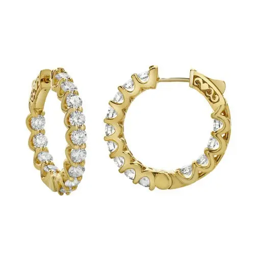 LUVMYJEWELRY Lilith 14k Gold 4 Ctw Diamond Hoop Earrings - 14k Yellow Gold