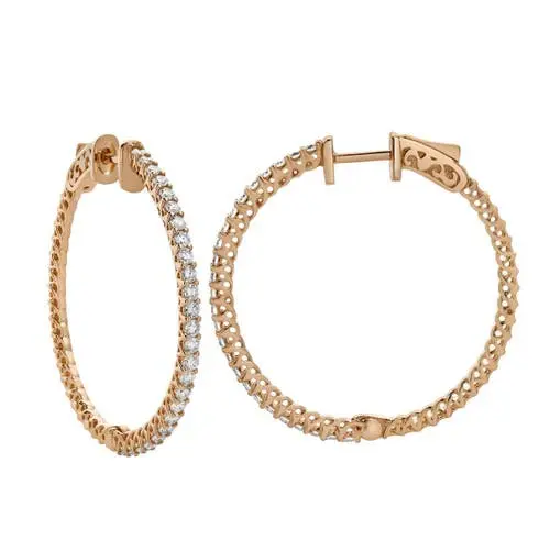 LUVMYJEWELRY Serpentine Diamond Hoop Earrings - 14k Rose Gold