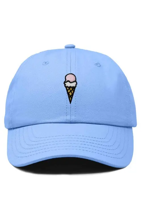 DALIX Double Scoop Embroidered Cap - Light Blue