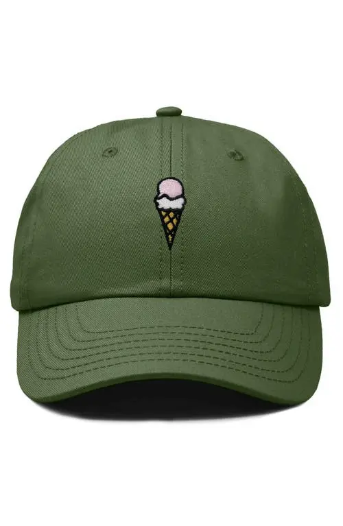 DALIX Double Scoop Embroidered Cap - Olive