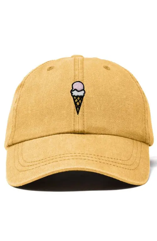 DALIX Double Scoop Embroidered Cap - Washed Gold