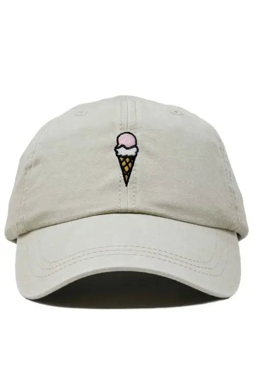 DALIX Double Scoop Embroidered Cap - Washed Stone White