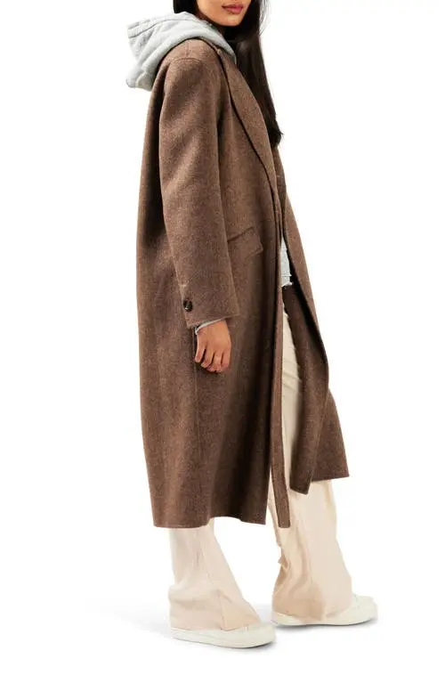 BELLE & BLOOM Side-tie Wool-blend Coat - Walnut