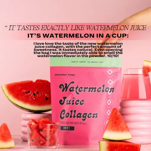 CRUSHED TONIC Watermelon Juice Marine Collagen Supplement - Pink
