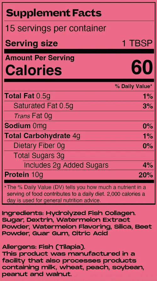 CRUSHED TONIC Watermelon Juice Marine Collagen Supplement - Pink