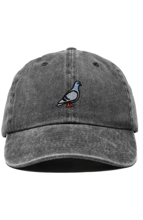 DALIX Pigeon Embroidered Cap - Washed Black